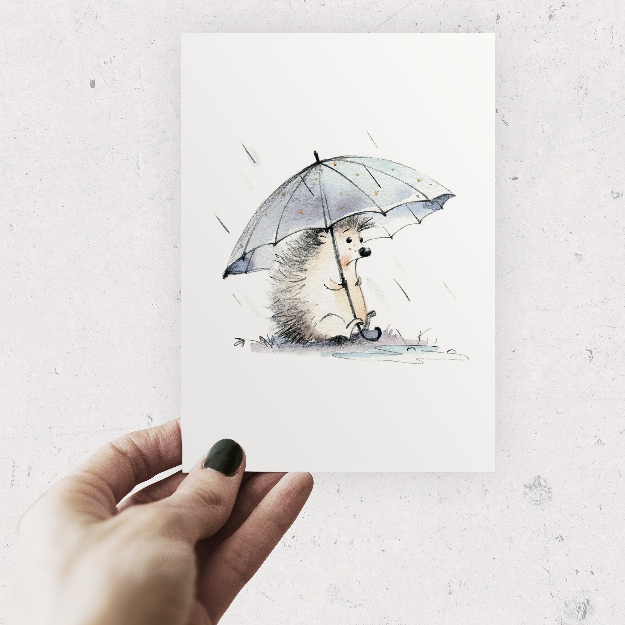 Set of 6 Handmade Postcards on Premium Paper. Cute Hedgehogs. Handmade ...