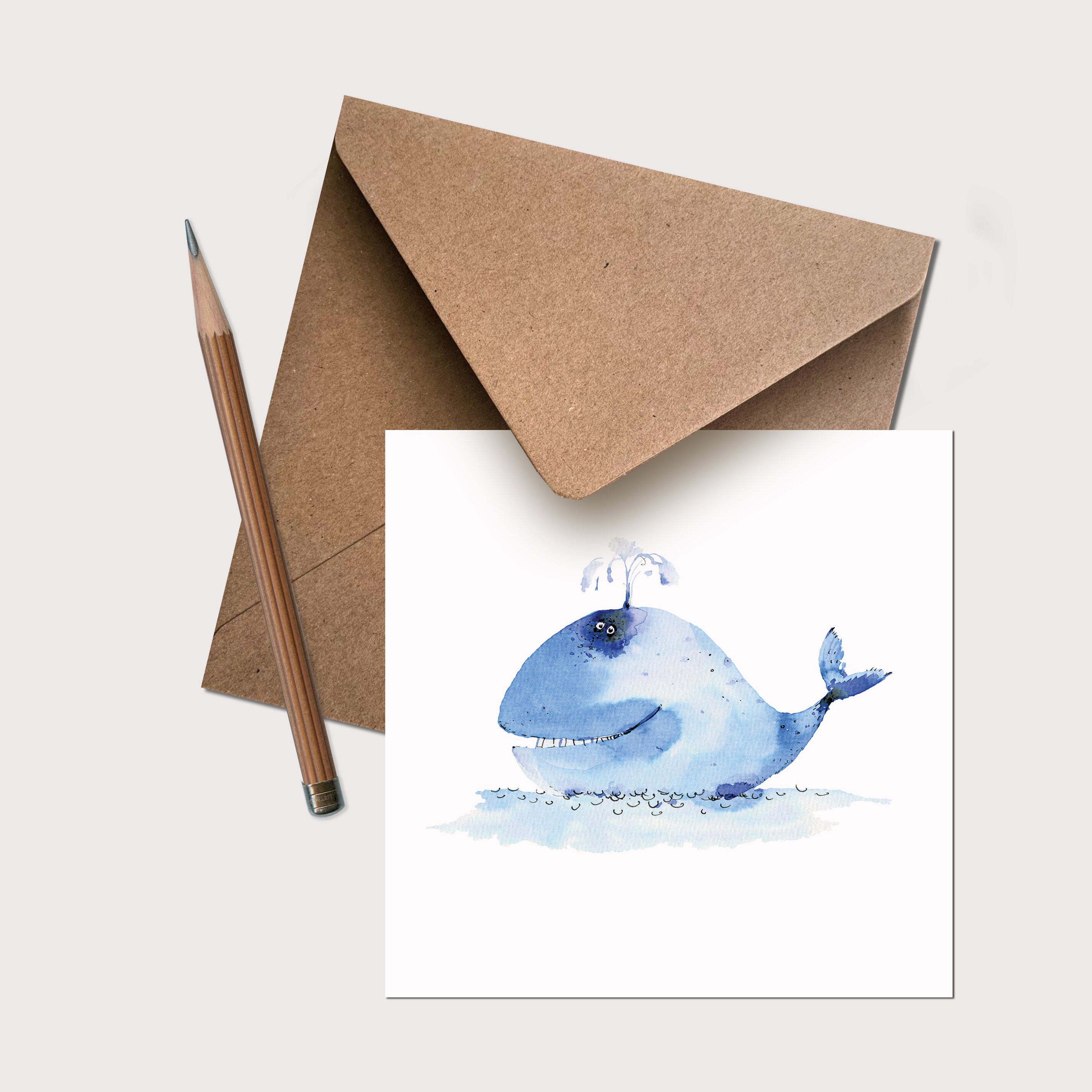Happy Blue Whale Postcard - Etsy