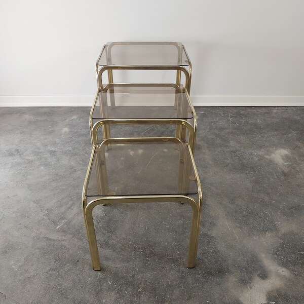 Brass and Glass Nesting Tables - Etsy