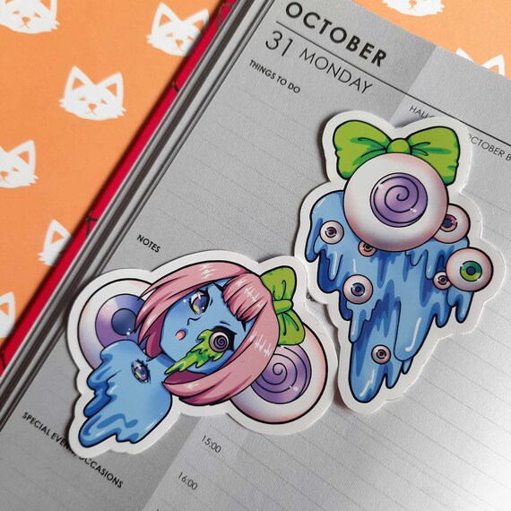 Eye Slime Monster Girl Sticker Set 2 Vinyl Stickers - Etsy