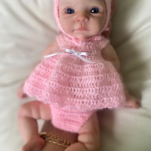 Mini Silicone Baby Doll 11 Inch Baby Girl Eyes Open, Full Body Silicone ...