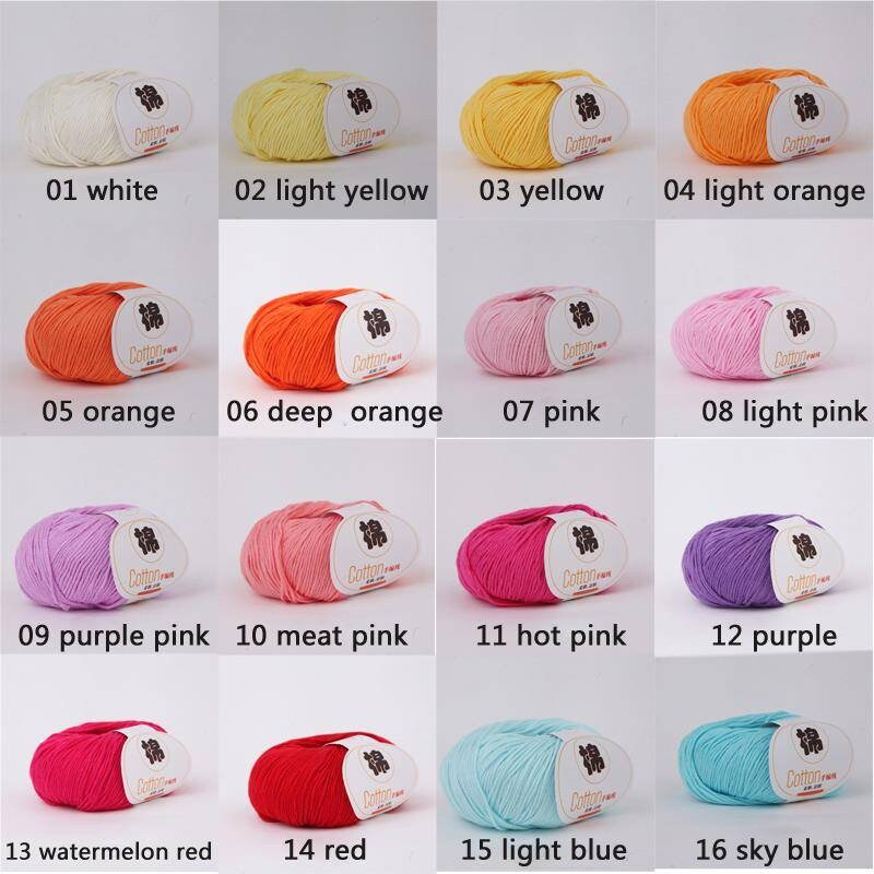 44colors High Quality 10 Ply Breathable Soft Cotton Knitting Crochet ...