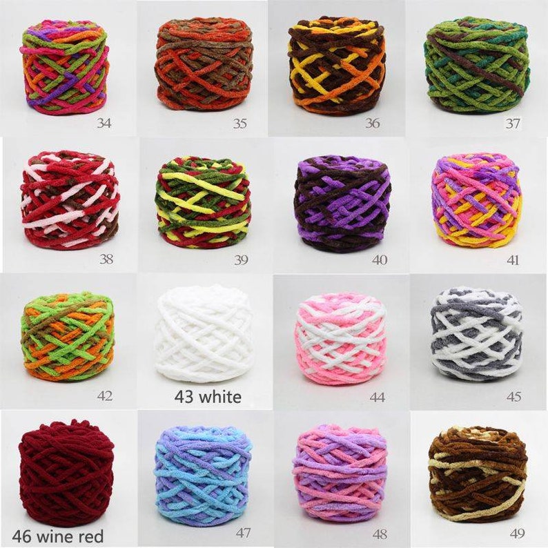 57colors 90g/roll 46m8mm Knitting Crochet Chenille Yarn Thick Velvet ...