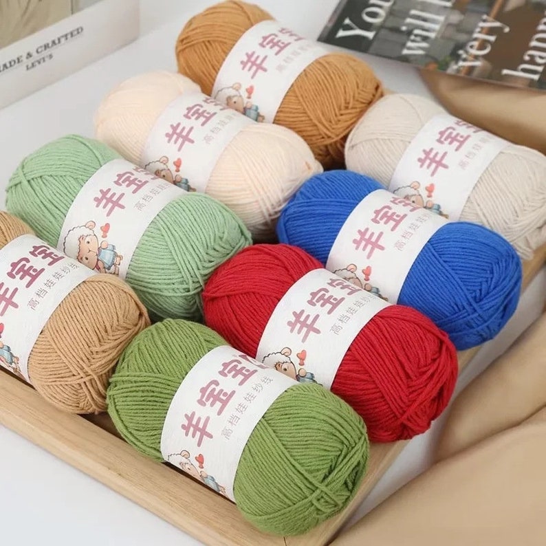 67colors 4-ply 50g/roll High Quality Cotton Blend Knitting Crochet Yarn ...