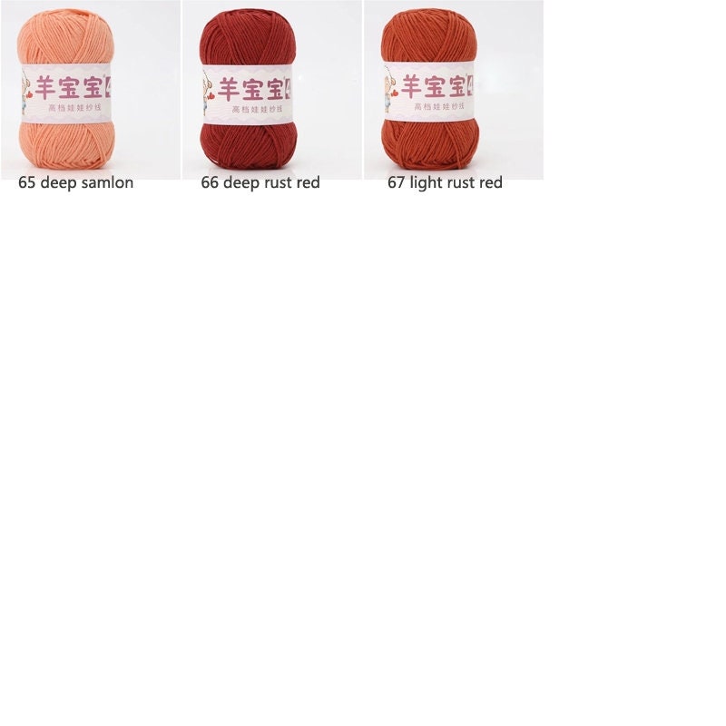 67colors 4-ply 50g/roll High Quality Cotton Blend Knitting Crochet Yarn ...