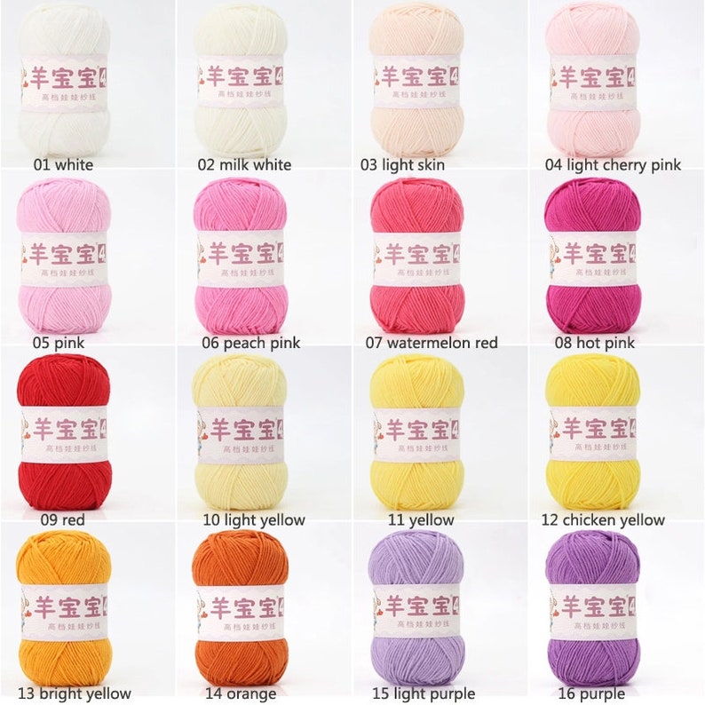 67colors 4-ply 50g/roll High Quality Cotton Blend Knitting Crochet Yarn ...