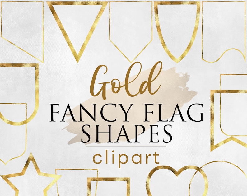 16 PNG Gold Fancy Flag Shapes Digital Pack Instant Download - Etsy