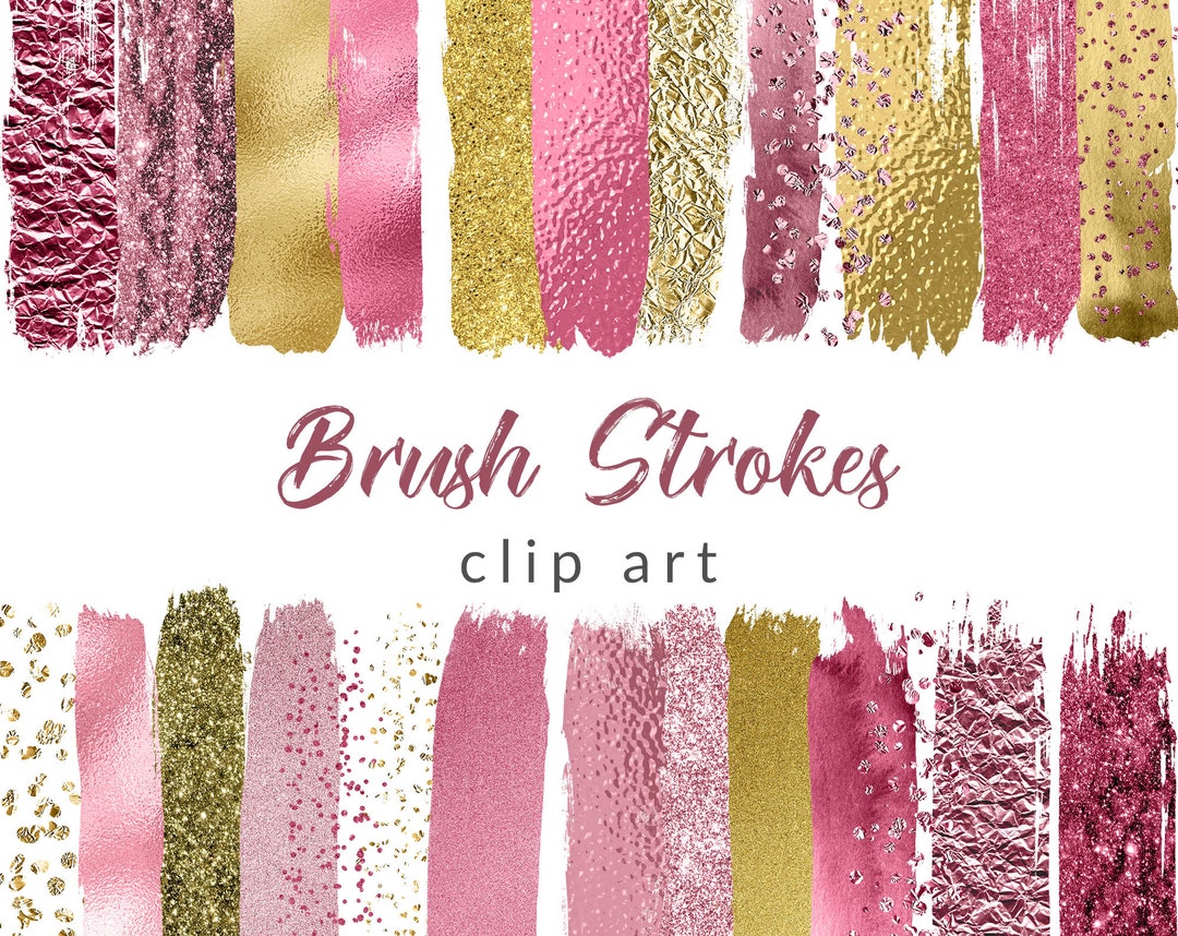 27 PNG Brush Strokes, Gold, Blush Pink, Dark Pink Brush Strokes ...