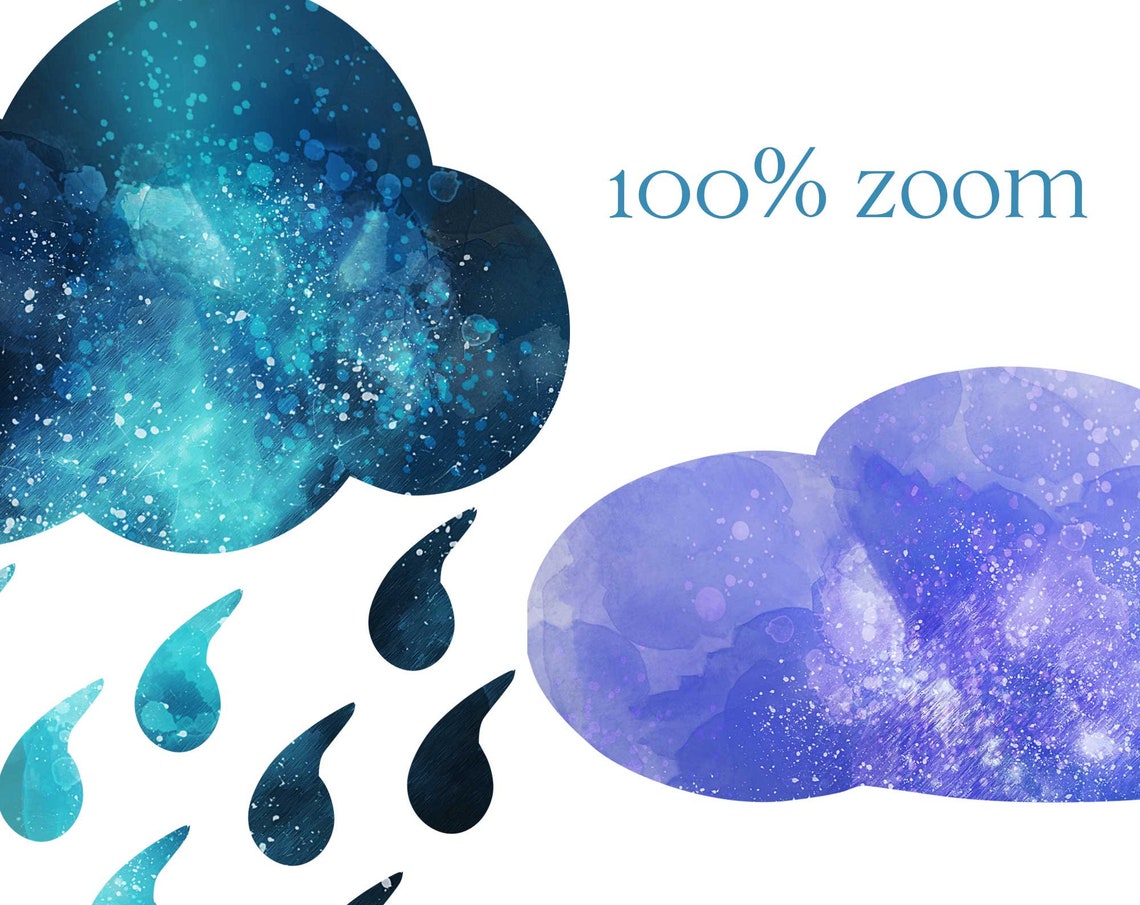 12 PNG Digital Clouds Clip Art Colorful Design Elements - Etsy