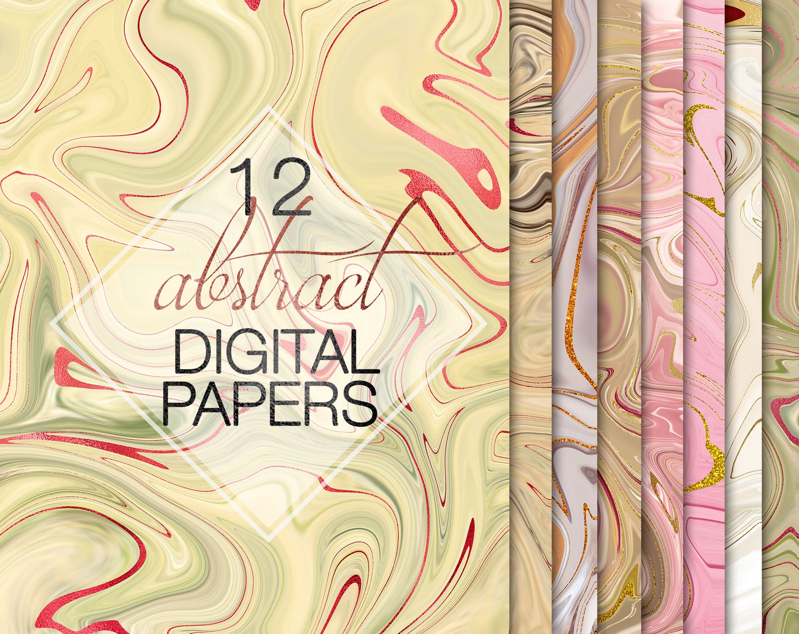 12 Digital Abstract Swirl Papers Abstract Background Pastel - Etsy