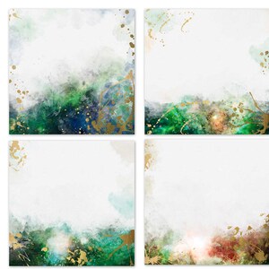12 Digital Watercolor Papers With Gold Splashes and Without, Orange and ...