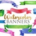 27 PNG Digital Watercolor Watercolor Banners Clipart, Ribbon Banners ...