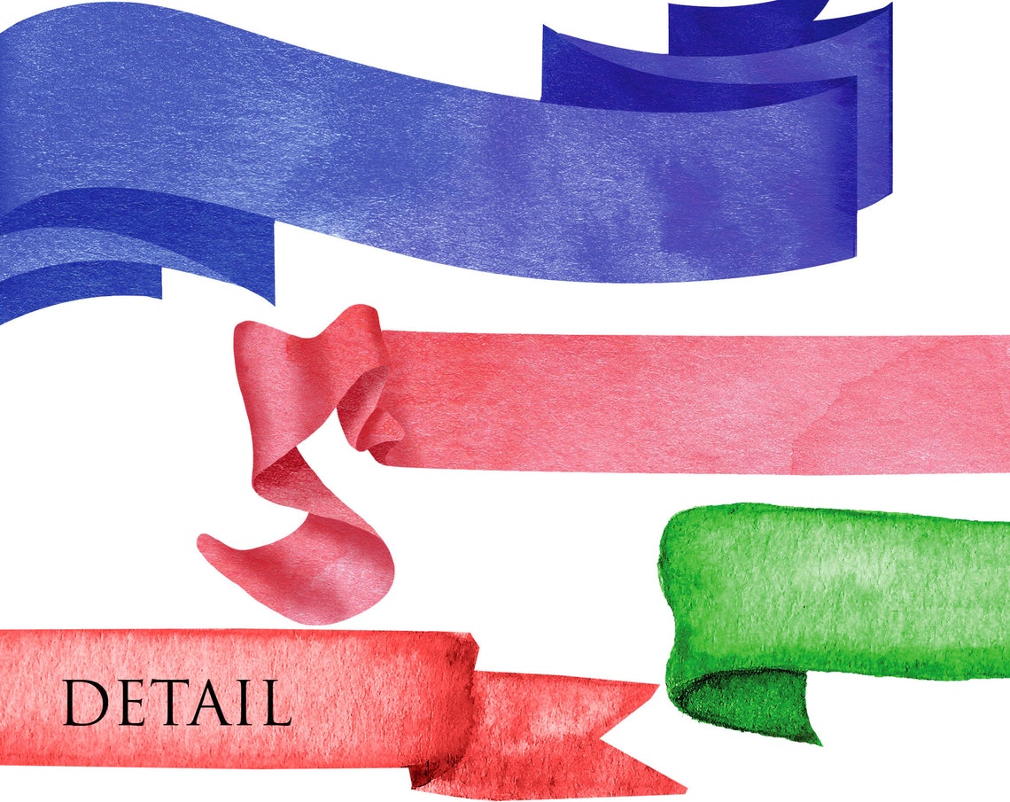 27 PNG Digital Watercolor Watercolor Banners Clipart Ribbon - Etsy
