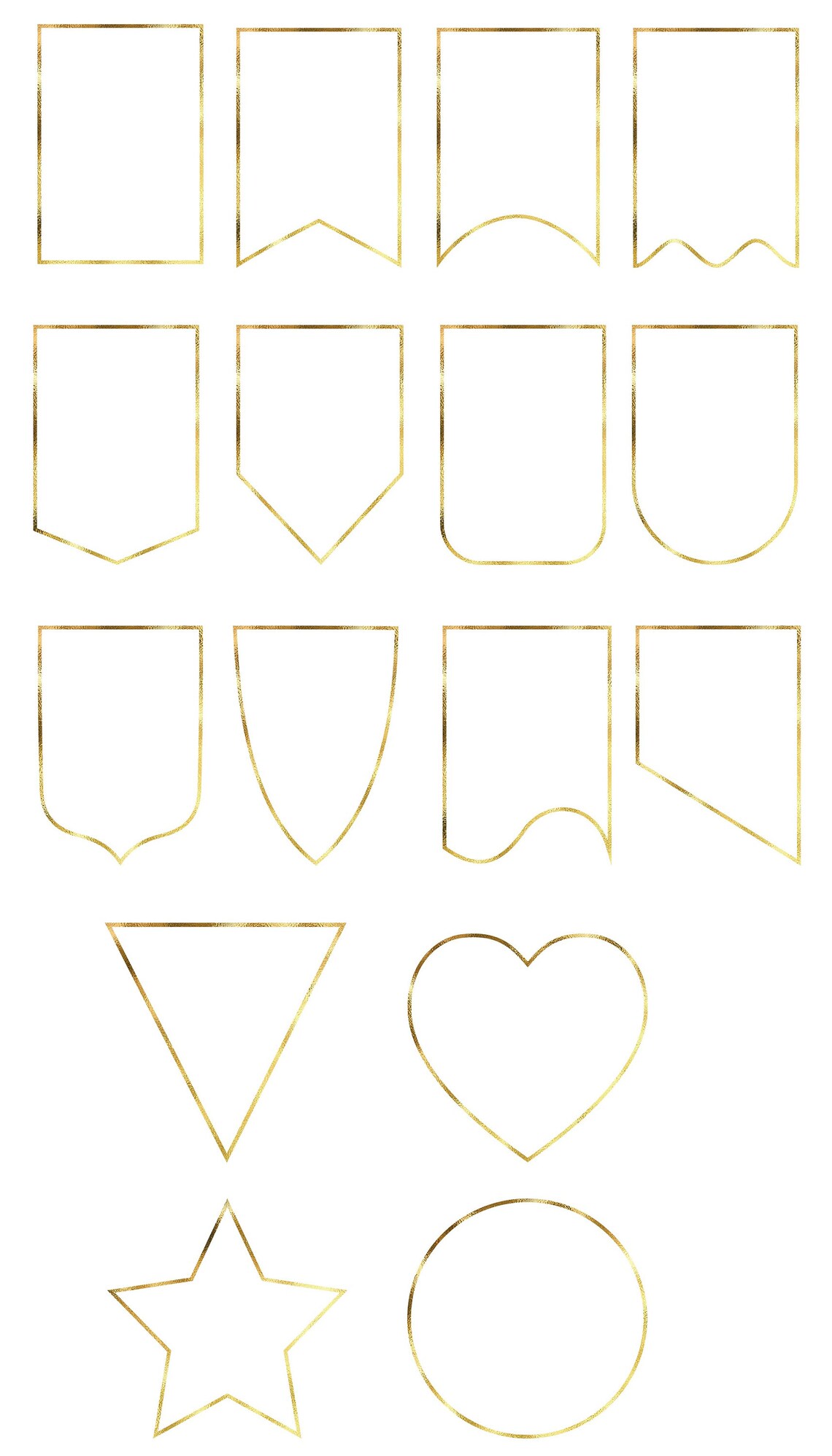 16 PNG Gold Fancy Flag Shapes Digital Pack Instant Download | Etsy