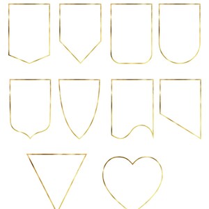 16 PNG Gold Fancy Flag Shapes Digital Pack Instant Download | Etsy