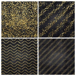 12 Digital Black & Gold Glitter Backgrounds, Black and Gold Digital ...