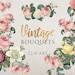 16 PNG Vintage Roses Bouquets, Floral Clip Art, Botanical Illustrations ...