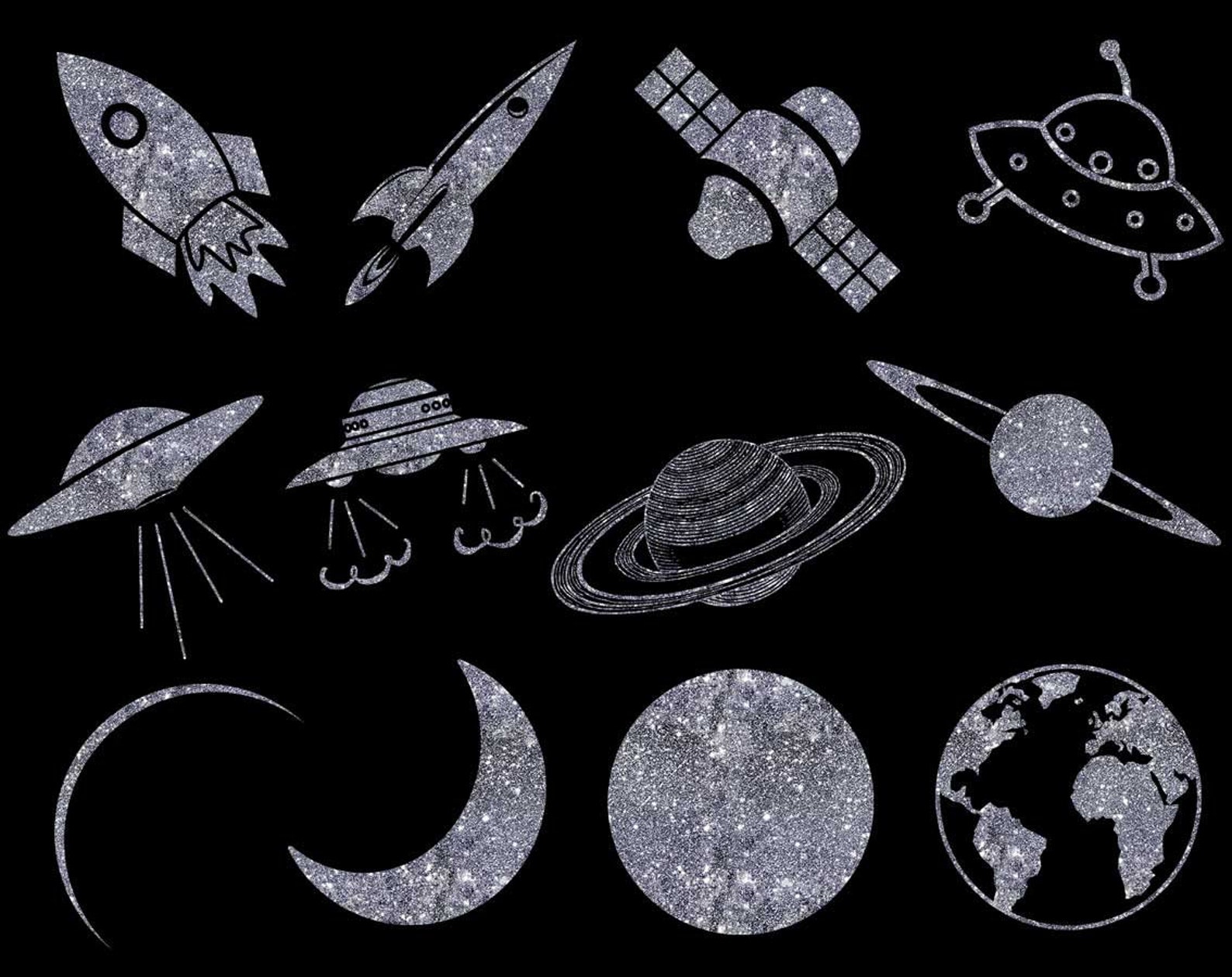 27 PNG Silver Glitter Space Clipart Glitter Stars Instant - Etsy