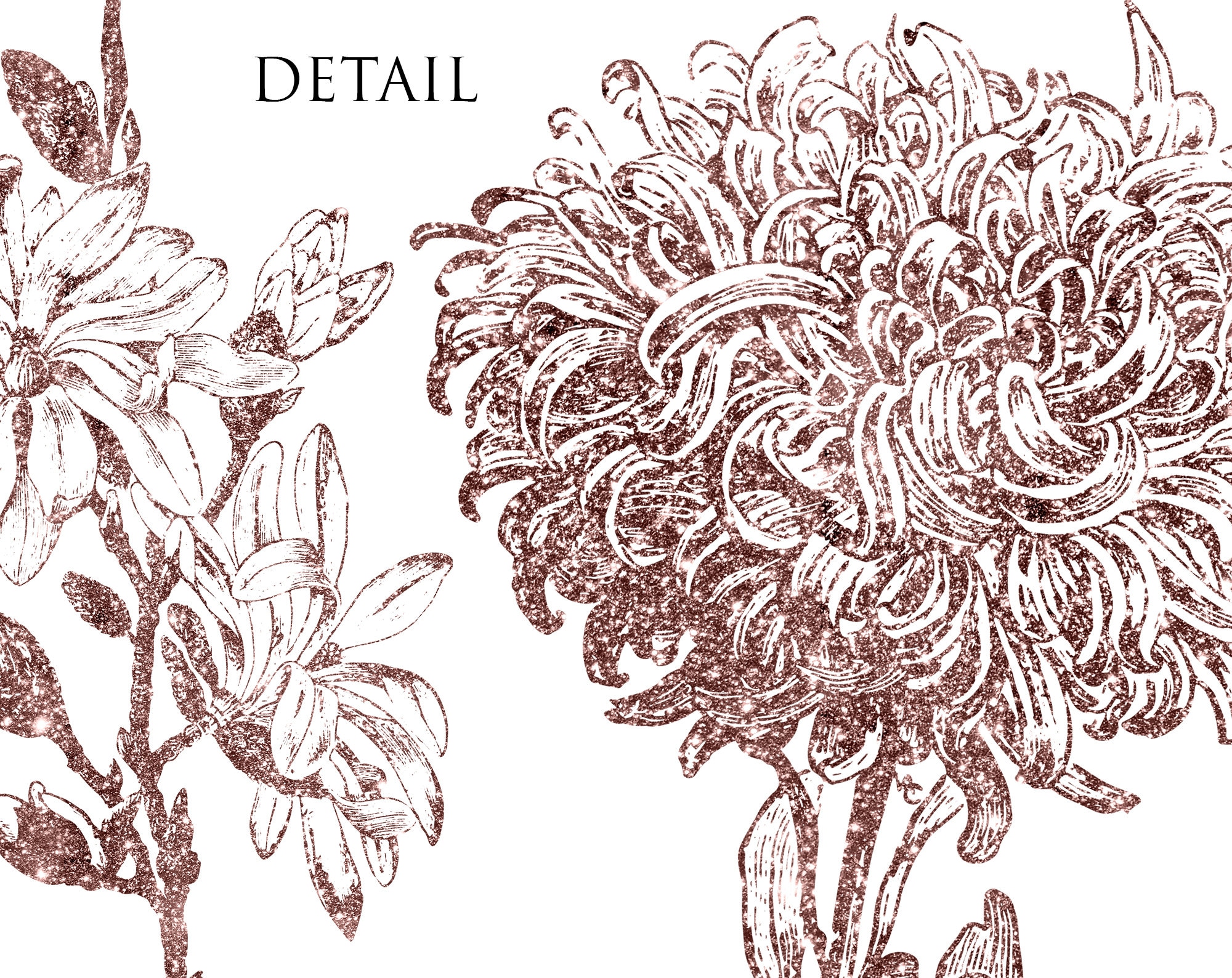 20 PNG Rose Gold Glitter Flowers, Clip Art, Design Elements, Floral ...