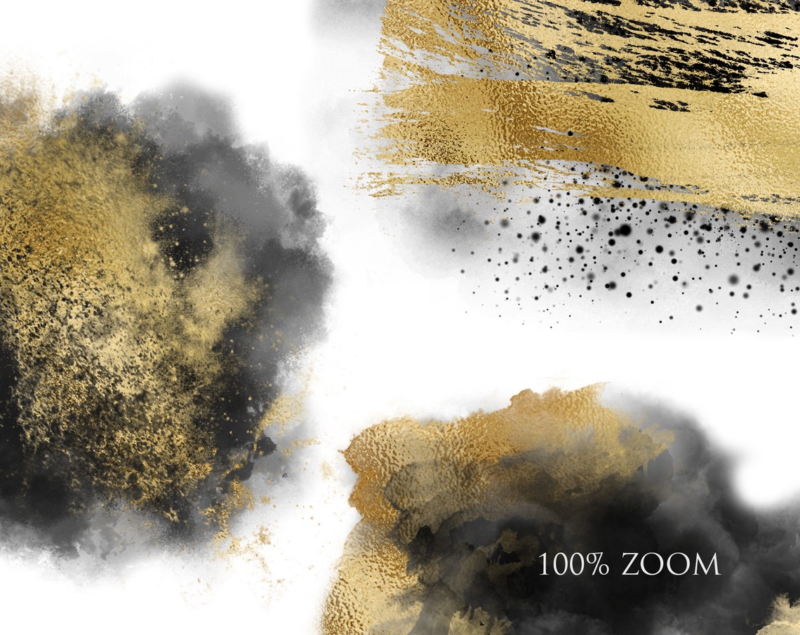 14 PNG Black and Gold Design Elements, Digital Pack, Instant Download ...
