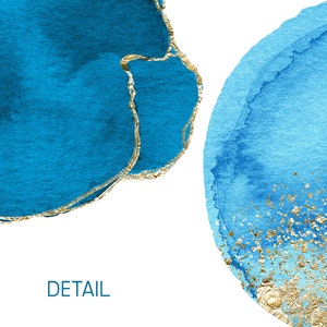 16 PNG Blue Watercolor Circles With Gold Foil Elements, Round Design ...