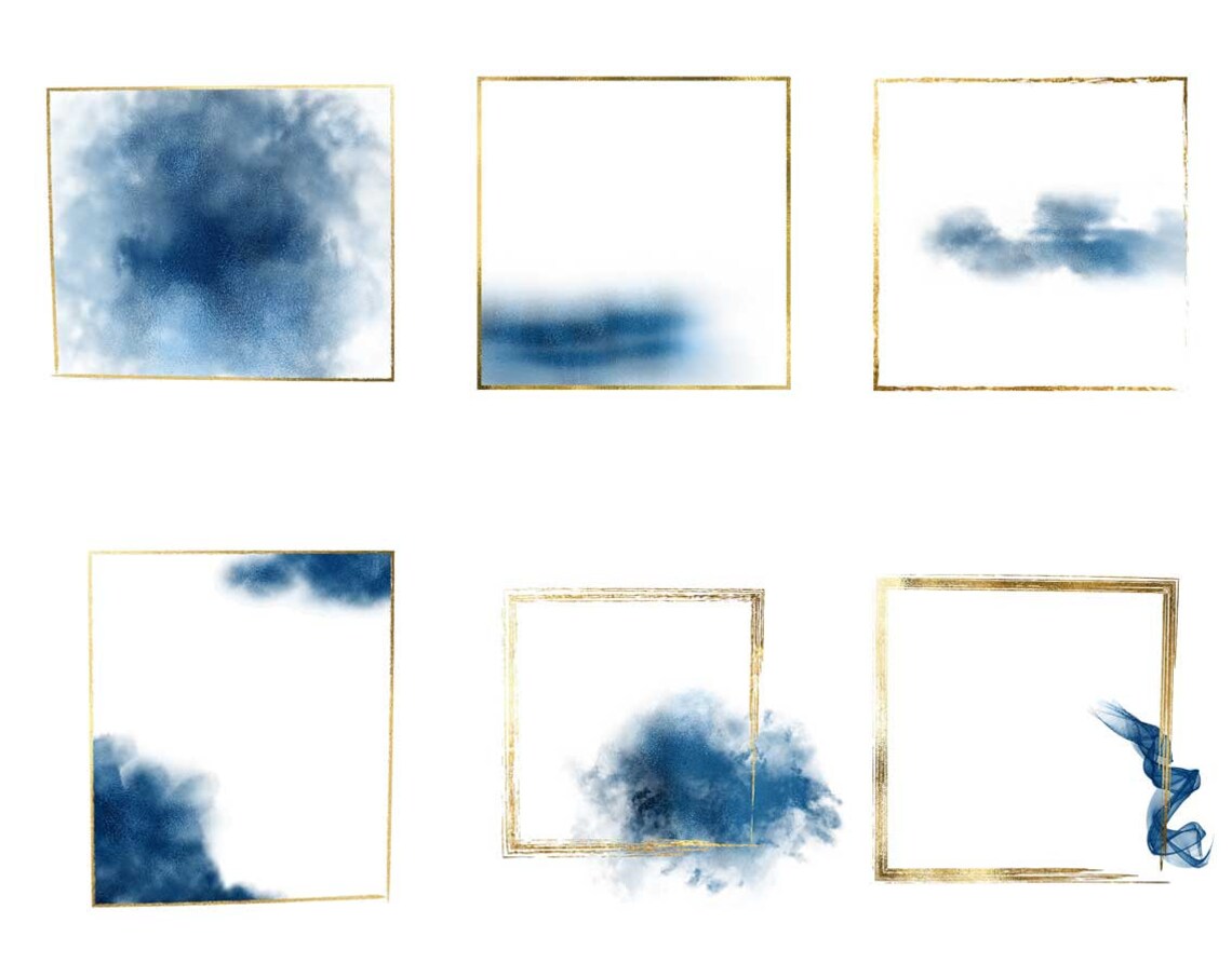 12 PNG Navy Blue Gold Frames Gold and Blue Design Elements - Etsy