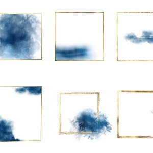 12 PNG Navy Blue Gold Frames, Gold and Blue Design Elements, Digital ...