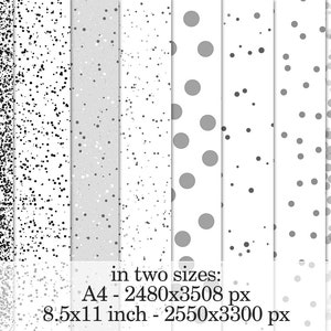 Black & White Dots, Digital Paper Pack, Clip Art Background, Print ...