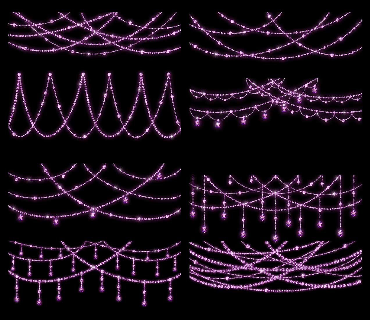 16 PNG Purple Beaded Glowing Borders Digital Files Instant | Etsy