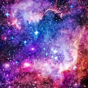 Watercolor Nebula Digital Paper, Space Digital Paper, Nebula ...