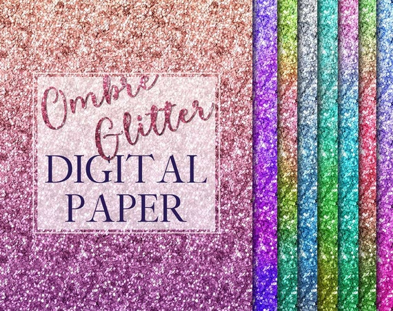 18 Ombre Glitter Digital Paper Digital Rainbow Glitter | Etsy