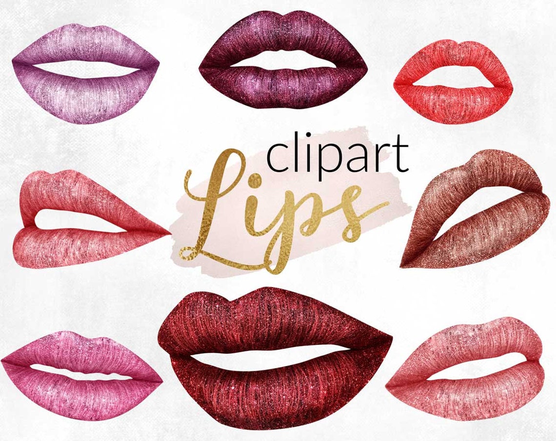 15 PNG Glitter Lips Clipart Handdrawn Lips Instant Download - Etsy