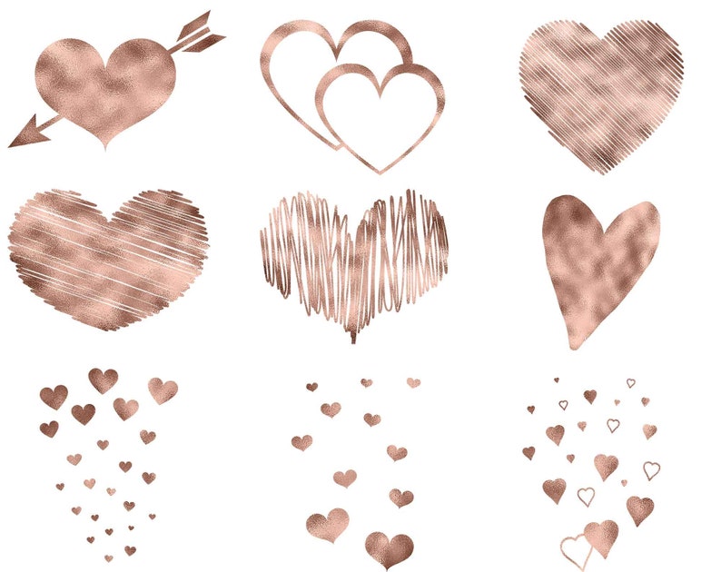 38 PNG Digital Gold and Rose Gold Hearts Love Clip Art - Etsy