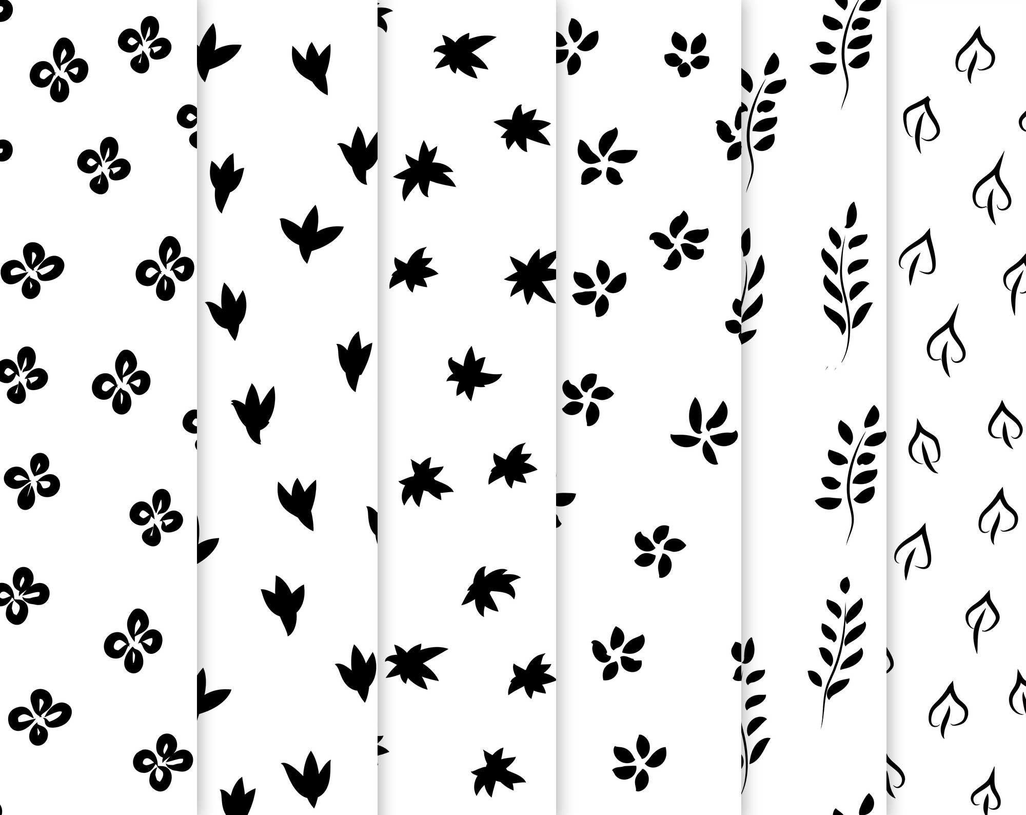 12 Digital Papers, Seamless Black & White Floral Textures, Digital ...