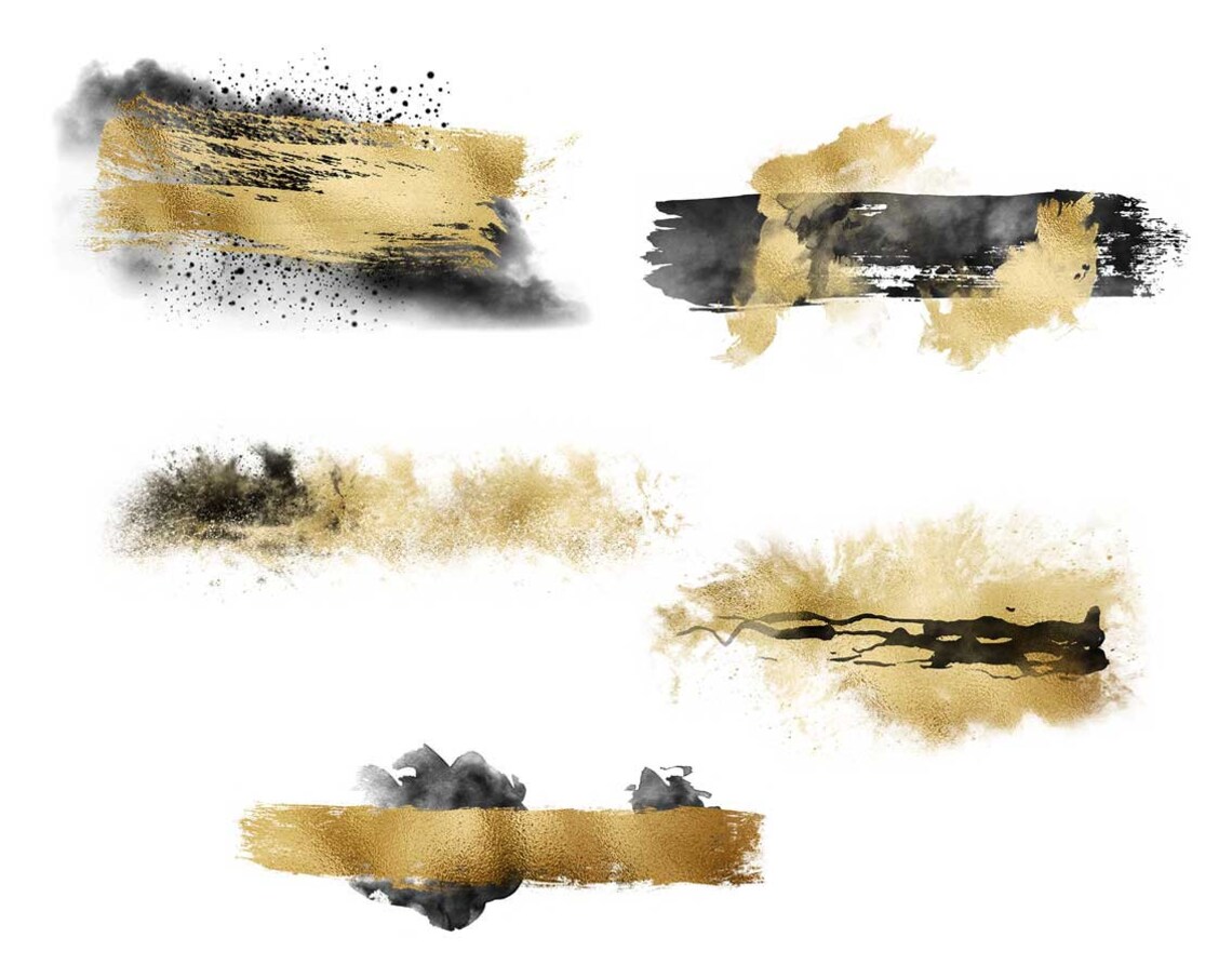 14 PNG Black and Gold Design Elements, Digital Pack, Instant Download ...