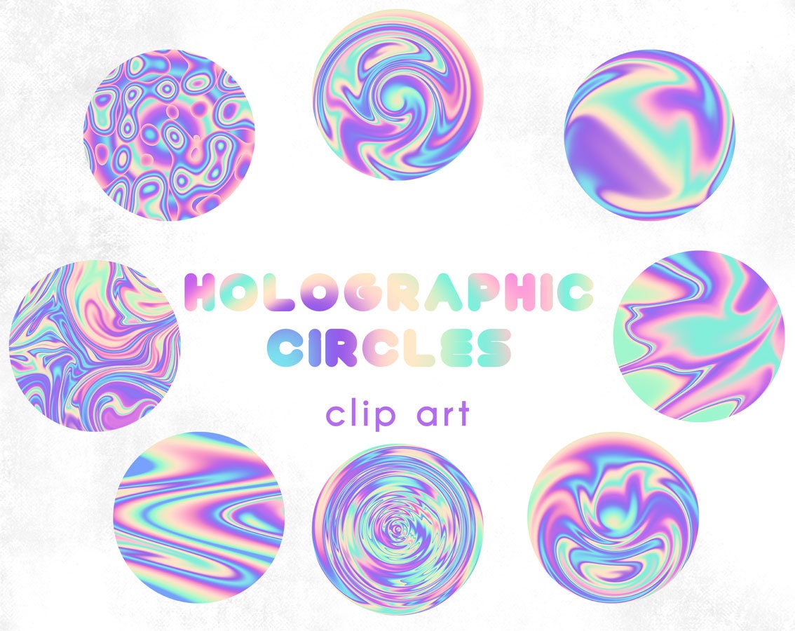 16 png Holographic Digital Circles Iridescent Dots Hologram | Etsy