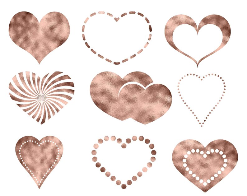 38 PNG Digital Gold and Rose Gold Hearts, Love Clip Art, Design ...