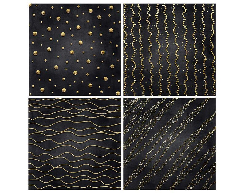 12 Digital Black & Gold Glitter Backgrounds Black and Gold - Etsy