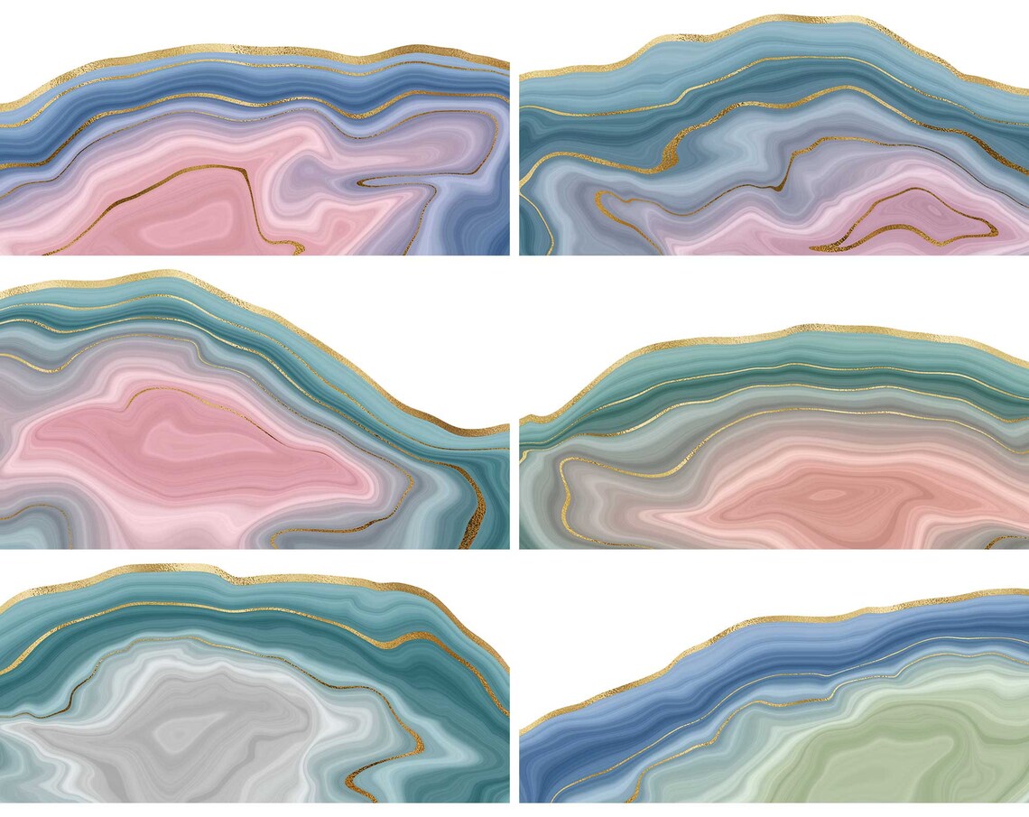 16 PNG Digital Agate Borders with Gold Veins Clip Art | Etsy