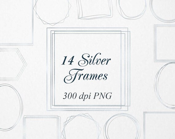 14 Silver Frames Digital Pack Instant Download Design | Etsy