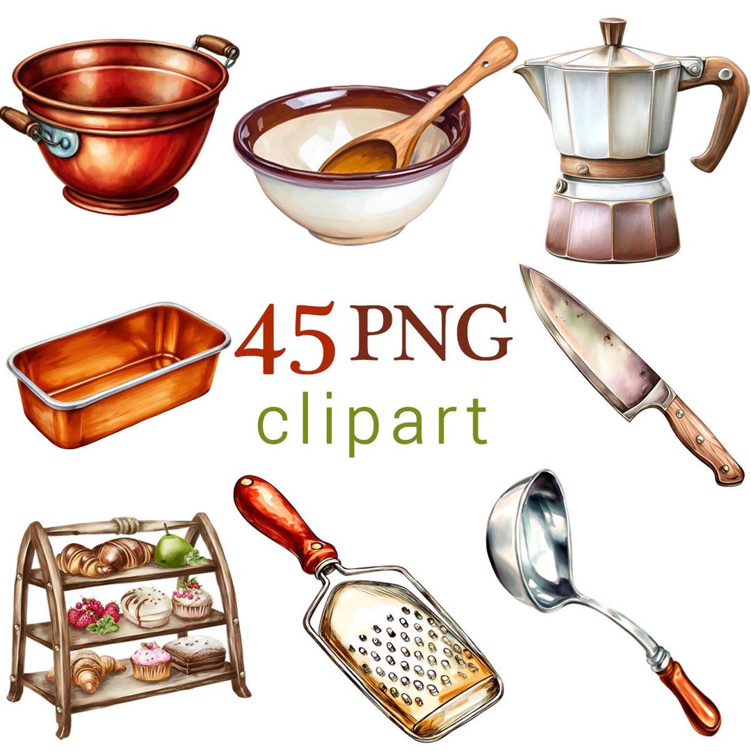 Kitchen Clipart Set: Baking Tools PNG Images (transparent Background ...
