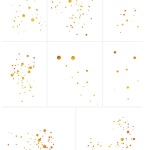 16 PNG Digital Yellow Paint Splatters, Yellow Orange Glitter Splatters ...