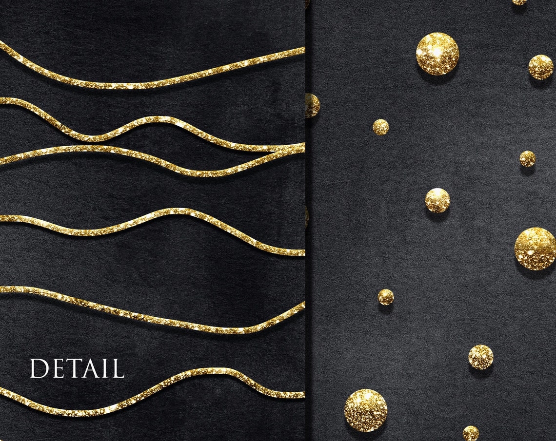 12 Digital Black & Gold Glitter Backgrounds Black and Gold - Etsy