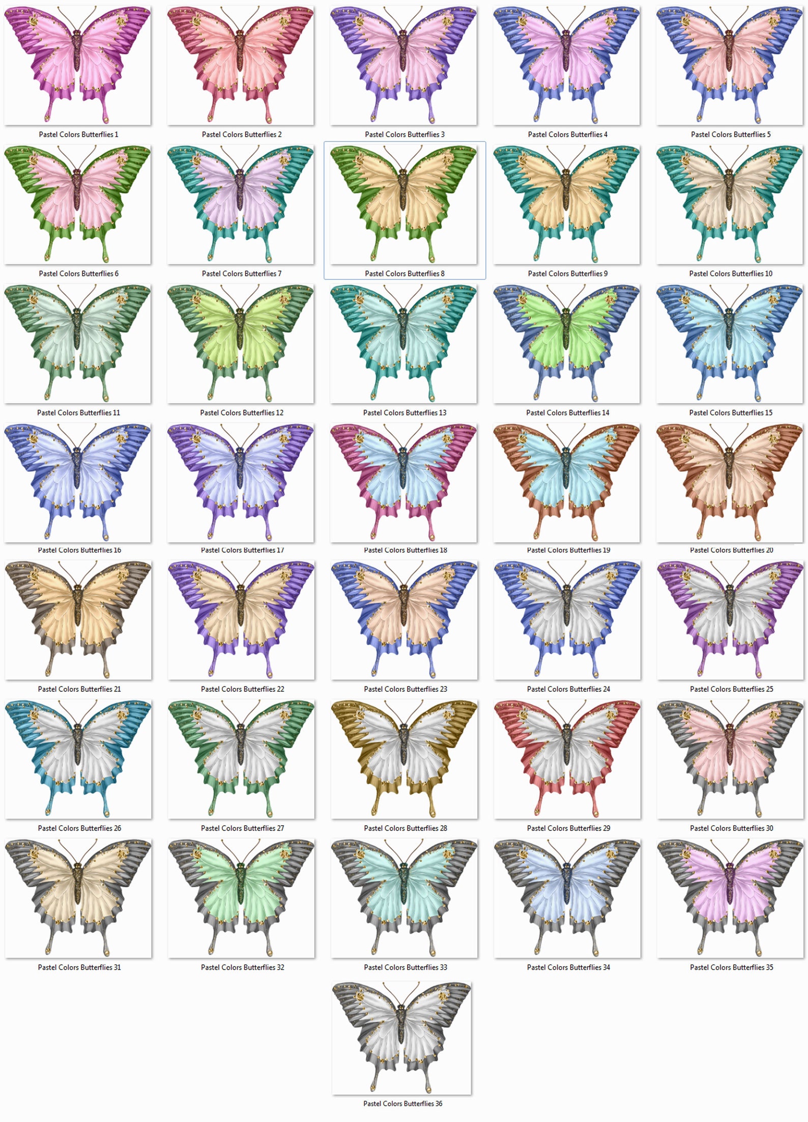 36 PNG Pastel Colors Butterflies Clip Art Digital - Etsy