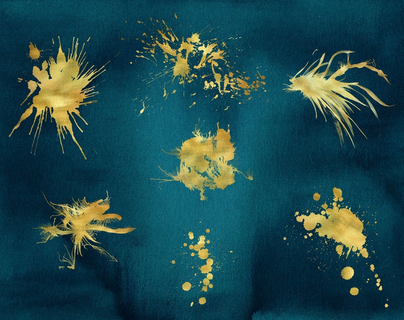14 Golden Splashes Digital Pack Instant Download Gold Design - Etsy