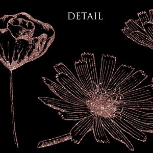 20 PNG Rose Gold Glitter Flowers, Clip Art, Design Elements, Floral ...