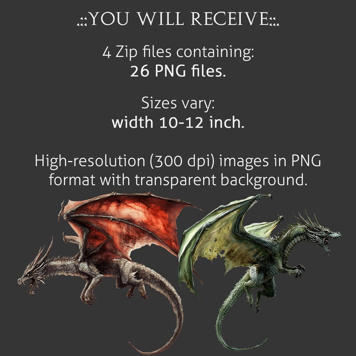 Scary Flying Dragons Clipart: Fantasy Dragons, PNG Images, Mythical ...