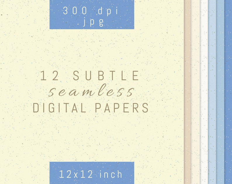 12 Subtle Seamless Digital Papers, Pastel Beige and Blue Colors ...