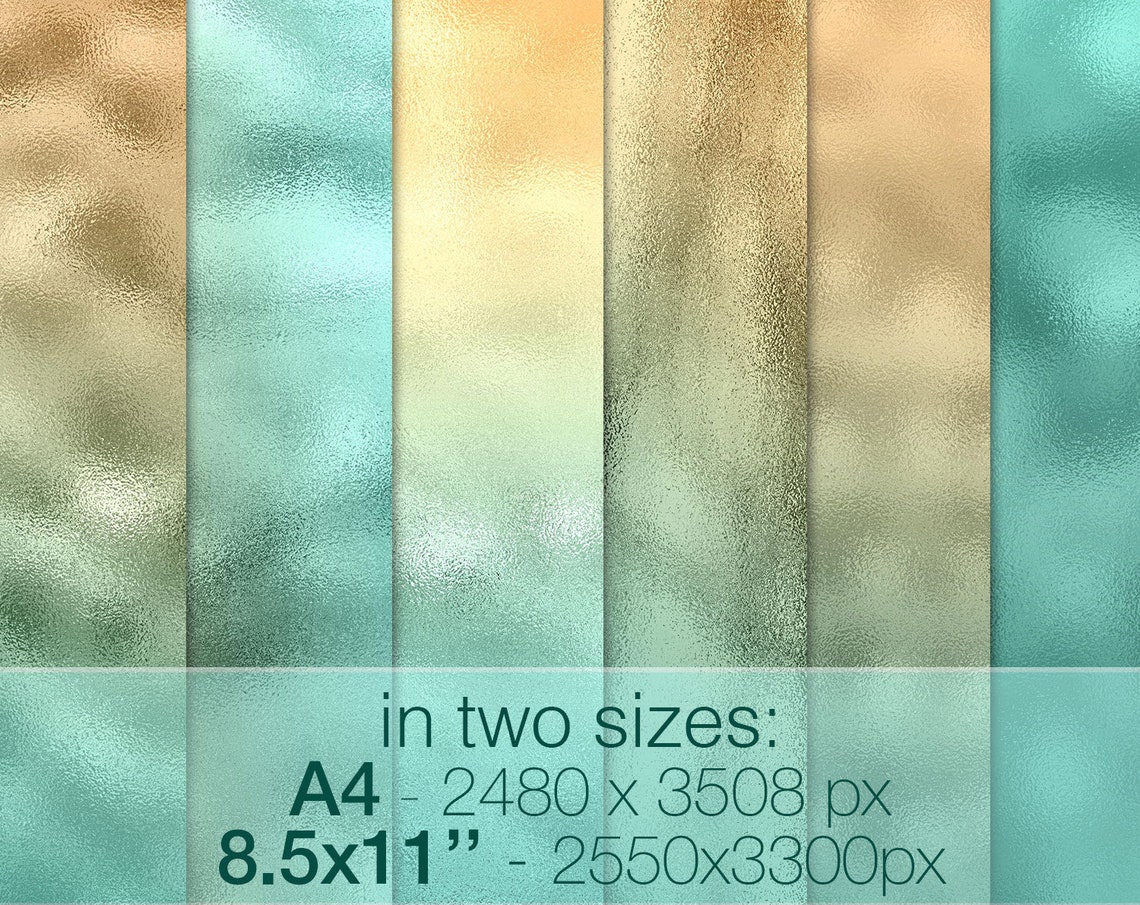 Teal and Orange Digital Paper Pack, Metallic Paper Texture, Background ...
