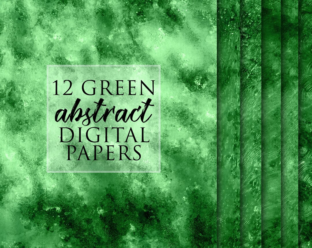 12 Green Digital Papers, Abstract Background, Green Textures, Instant ...